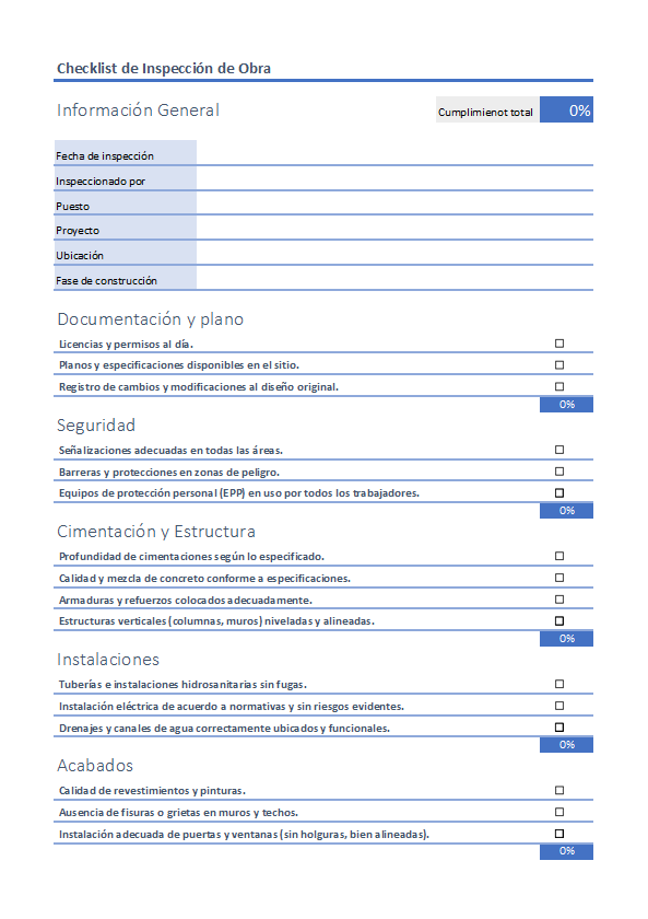 Plantilla De Lista De Verificación De Materiales Para Techos